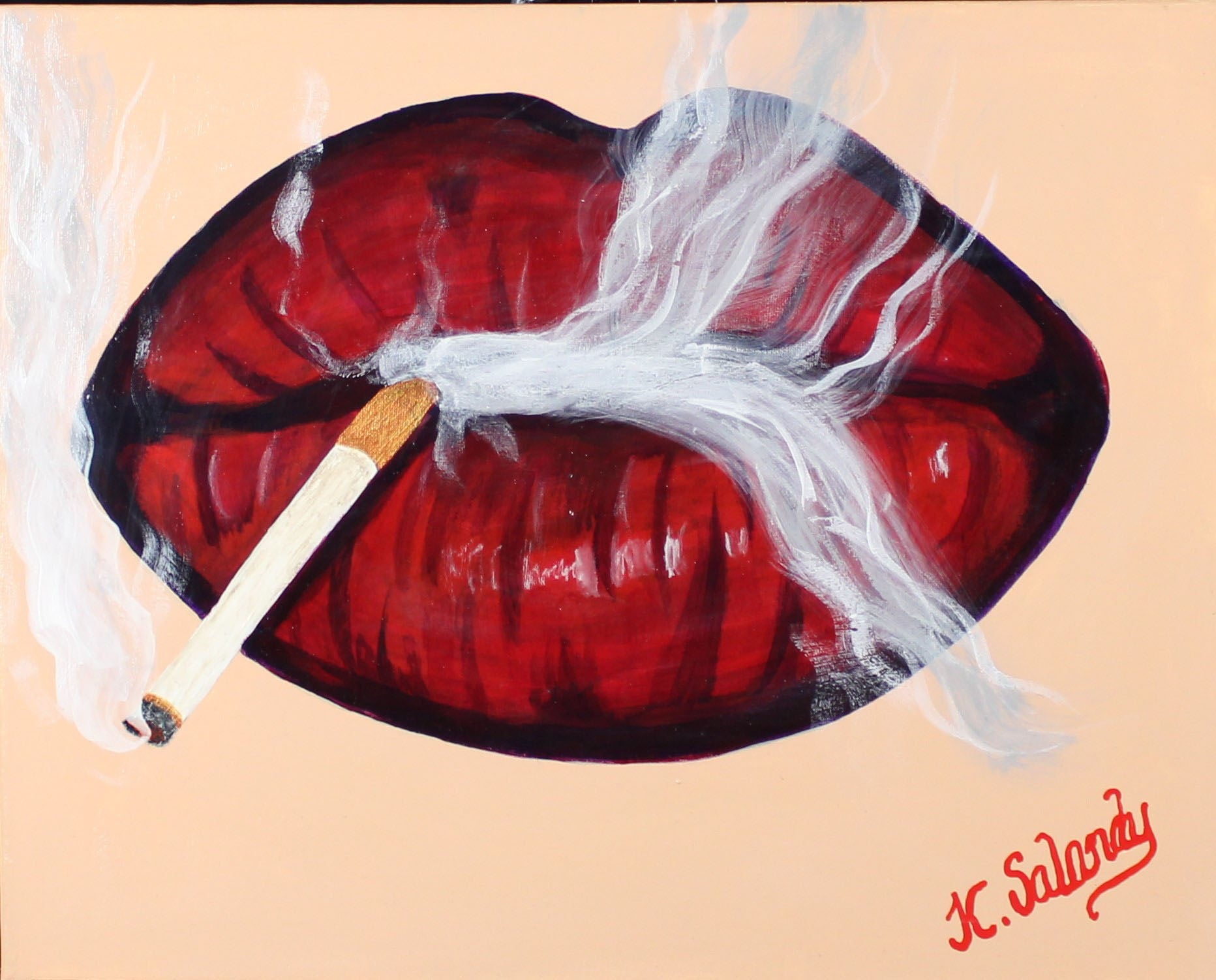 Lips With Smoke Coming Out Drawing